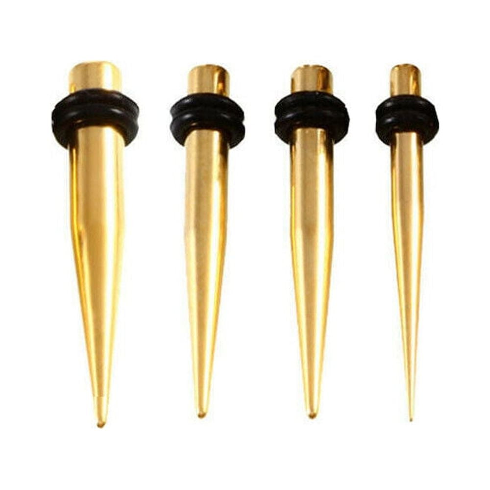 Surgical Stainless Steel Gold Ear Taper with 2 Black O Rings TAPER Sold ...