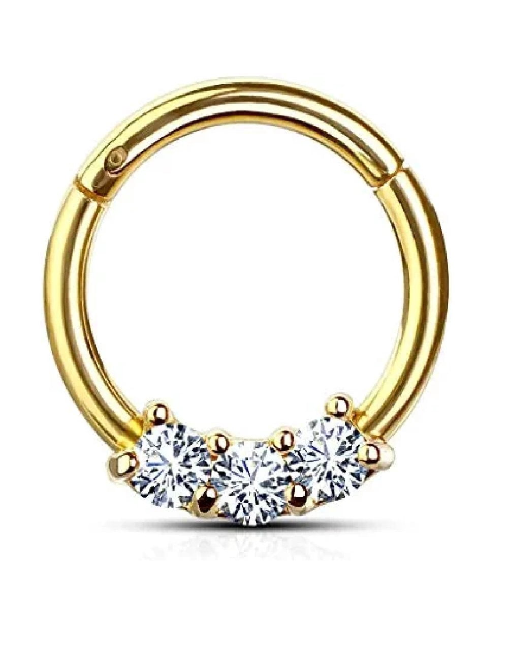 Surgical Steel 3-CZ All Hinged Segment Hoop Ring - Walmart.com