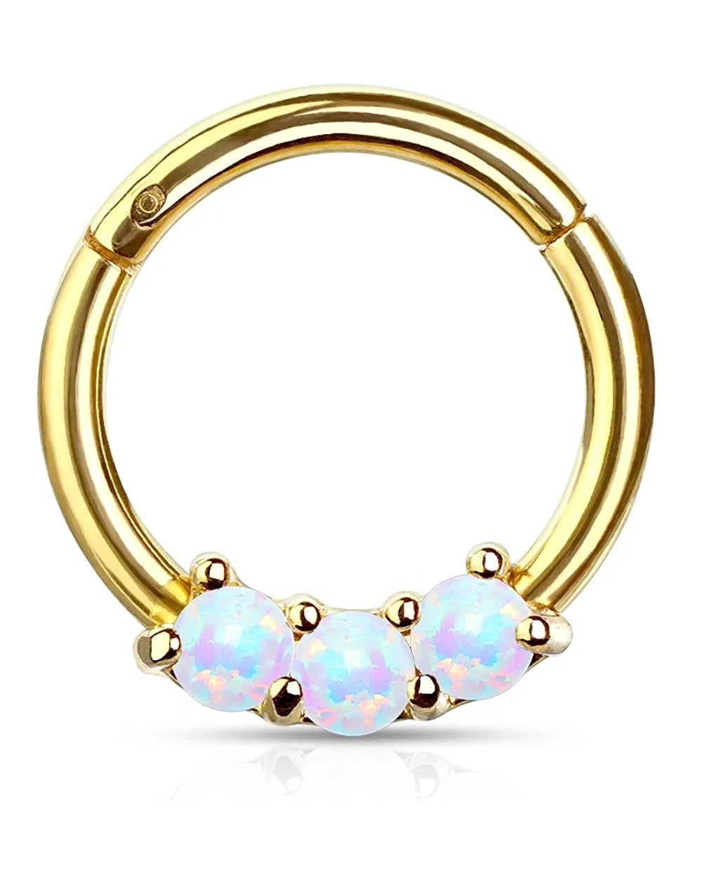 Surgical Steel 3-Opal All Hinged Segment Hoop Ring - Walmart.com