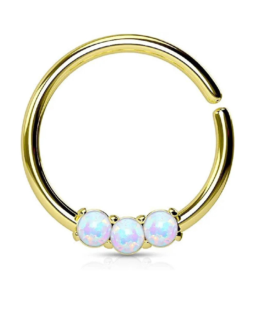Surgical Steel 3 Opal Bendable Septum Cartilage Hoop Rings - Walmart.com