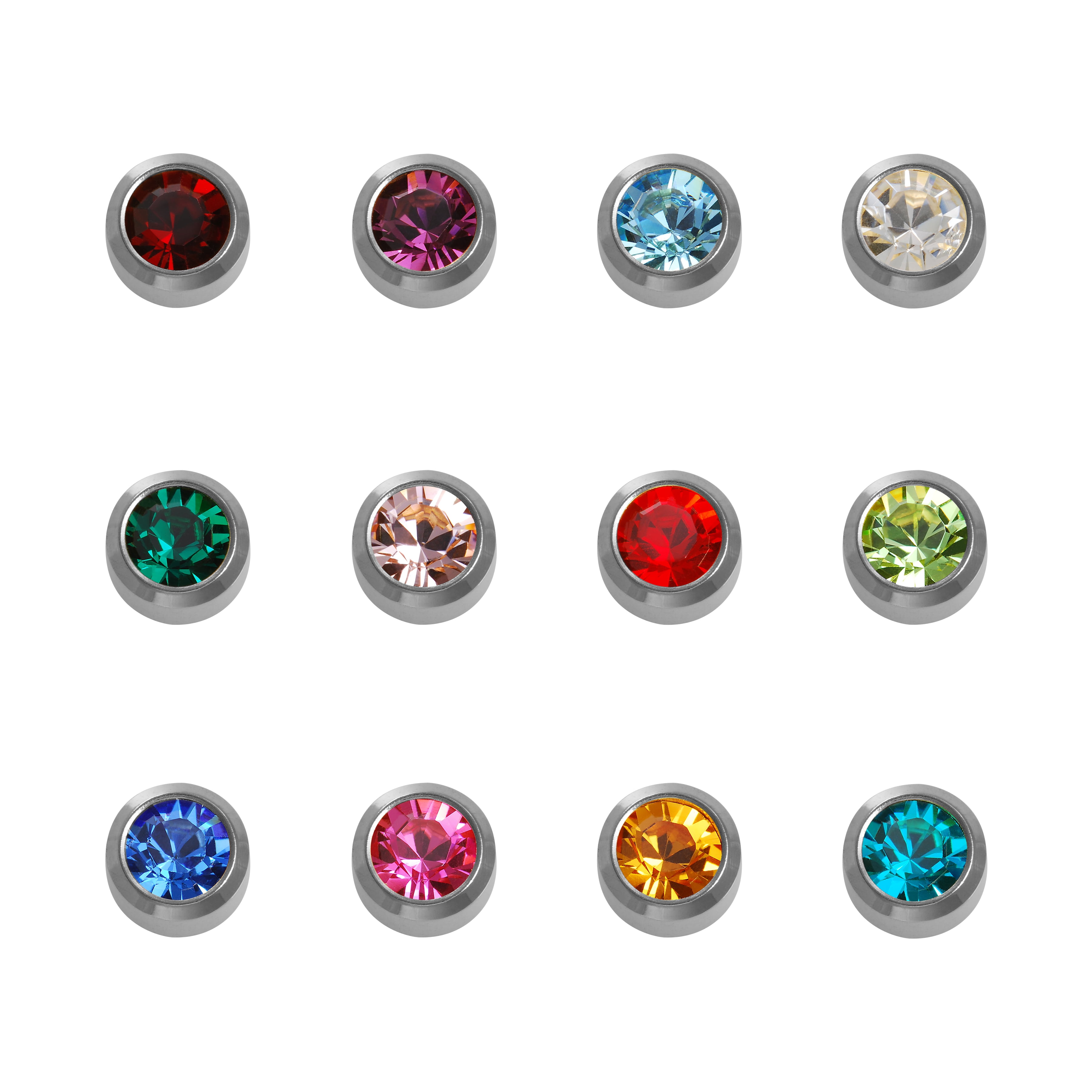 Surgical Steel 4mm Assorted Birthstone Ear Piercing Earring Studs ...