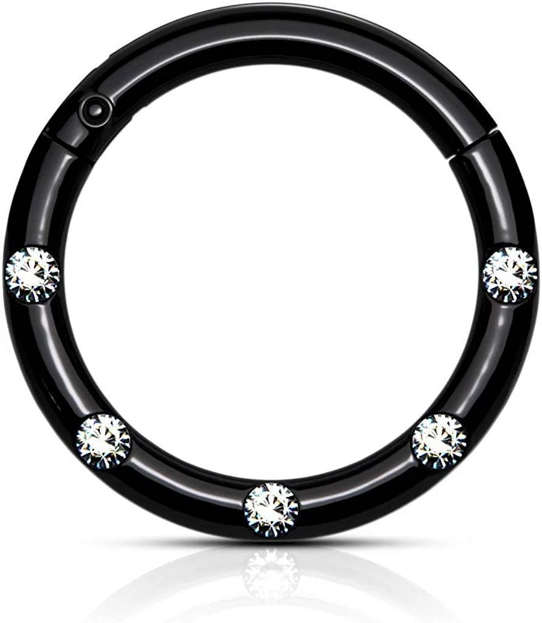 Surgical Steel 5 Flush Front Facing Petite Crystals Hinged Segment Hoop Ring - Walmart.com