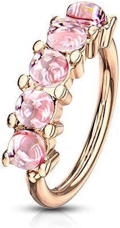 Surgical Steel 5 Illuminating Stones Lined All Bendable Hoop Rings for ...