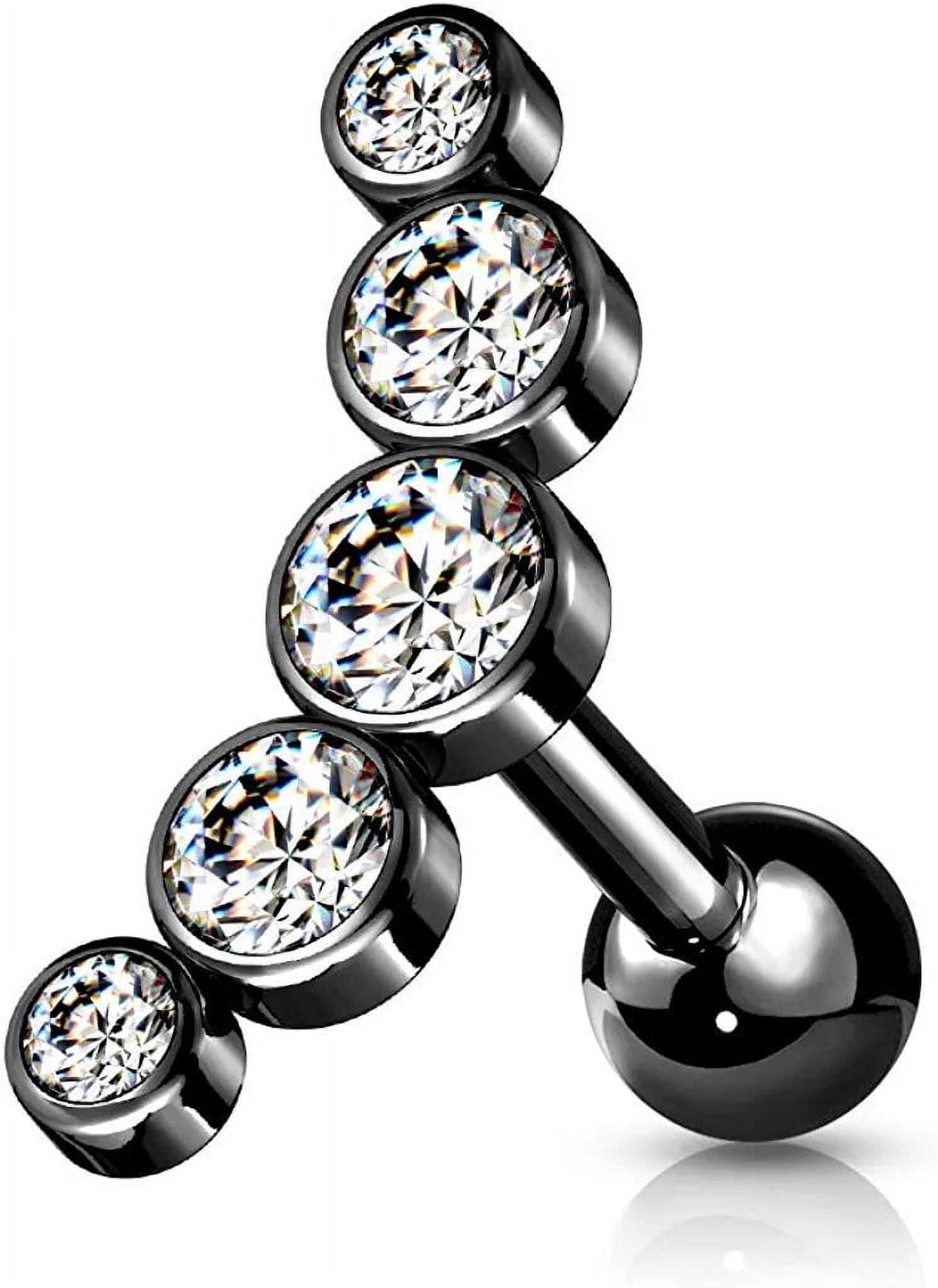 Surgical Steel 5-Round Gem Curve Top Cartilage Barbell Stud - Walmart.com