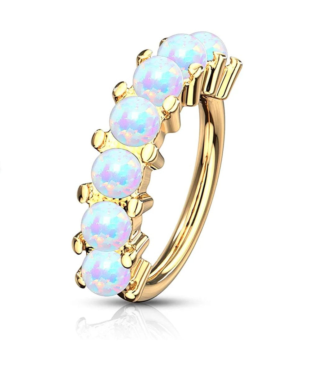 Surgical Steel 7 Opal Lined All Bendable Hoop Rings for Ear Cartilage ...