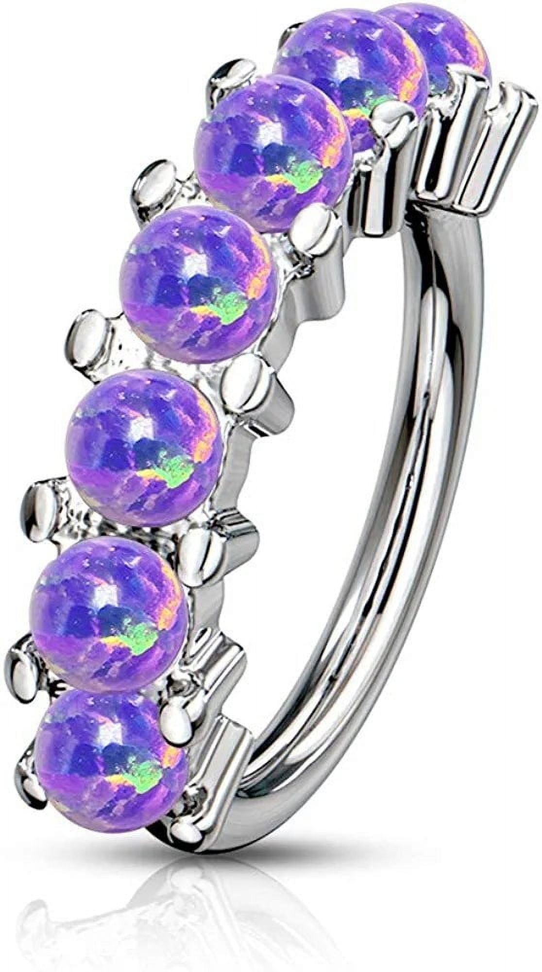 Surgical Steel 7 Opal Lined All Bendable Hoop Rings for Ear Cartilage ...