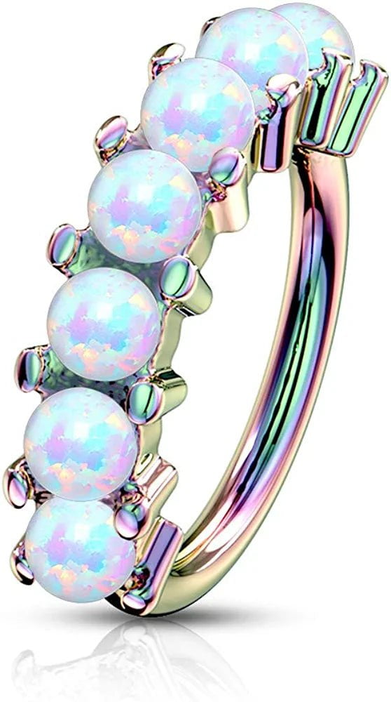 Surgical Steel 7 Opal Lined All Bendable Hoop Rings for Ear Cartilage ...