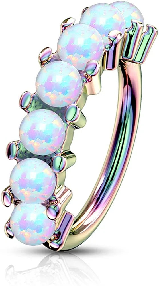 Surgical Steel 7 Opal Lined All Bendable Hoop Rings for Ear Cartilage ...