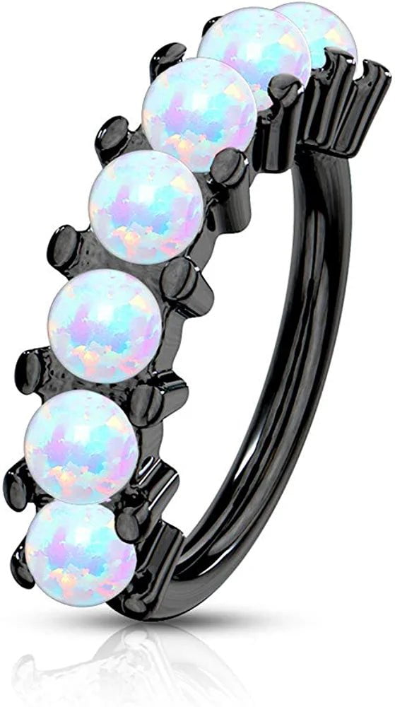 Surgical Steel 7 Opal Lined All Bendable Hoop Rings for Ear Cartilage ...