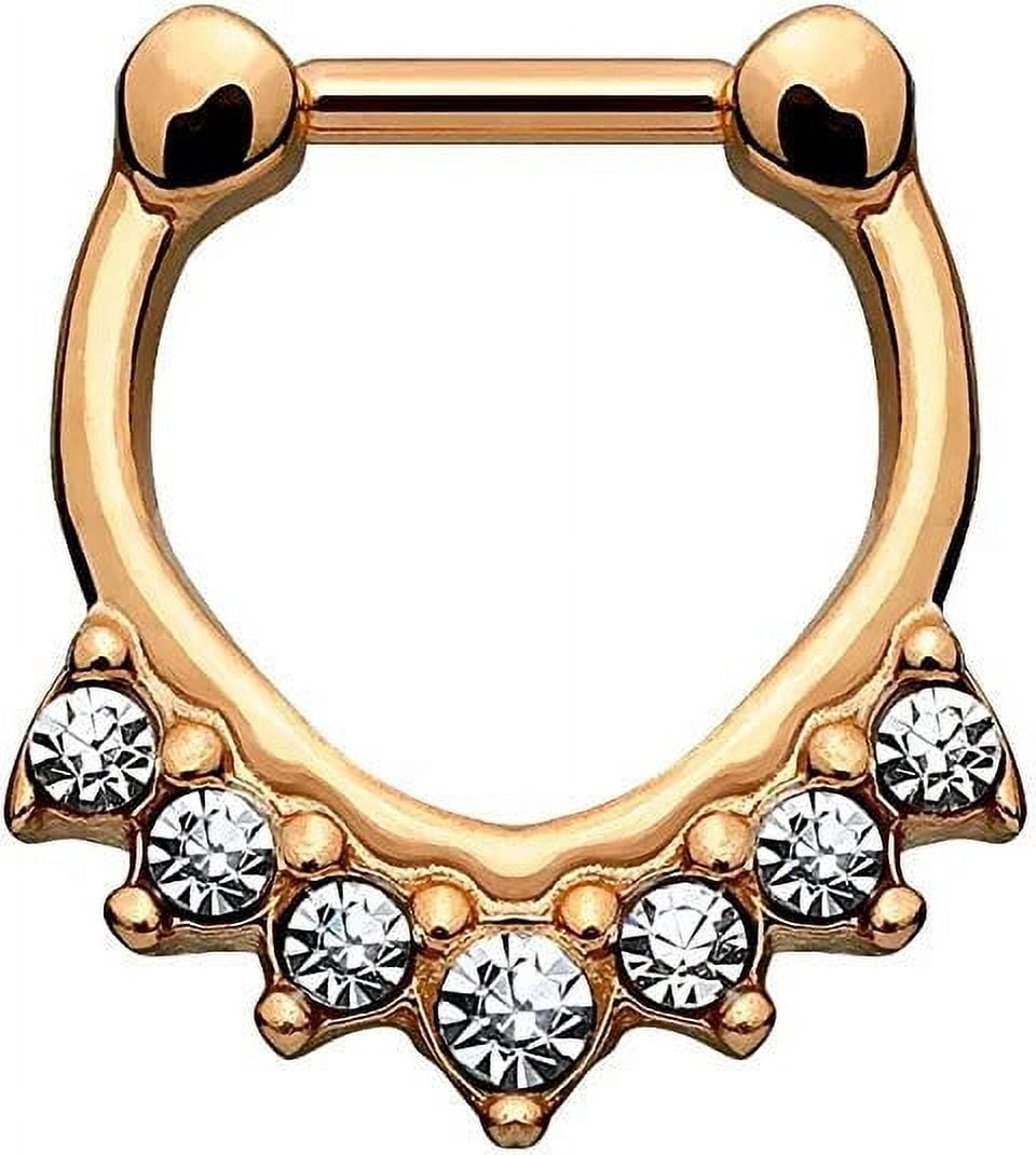Surgical Steel 7 Stone Chevron Design Septum Clicker - Walmart.com
