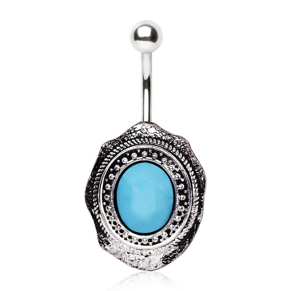 Surgical Steel Antique Turquoise Brooch Navel Ring - Walmart.com