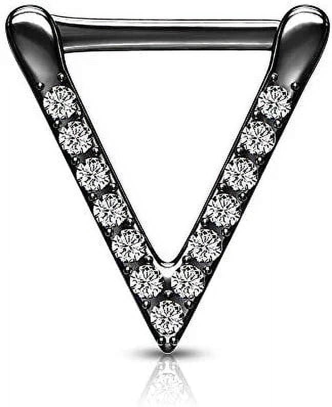 Surgical Steel CZ Paved Triangle Clicker for Septum Ear Cartilage ...