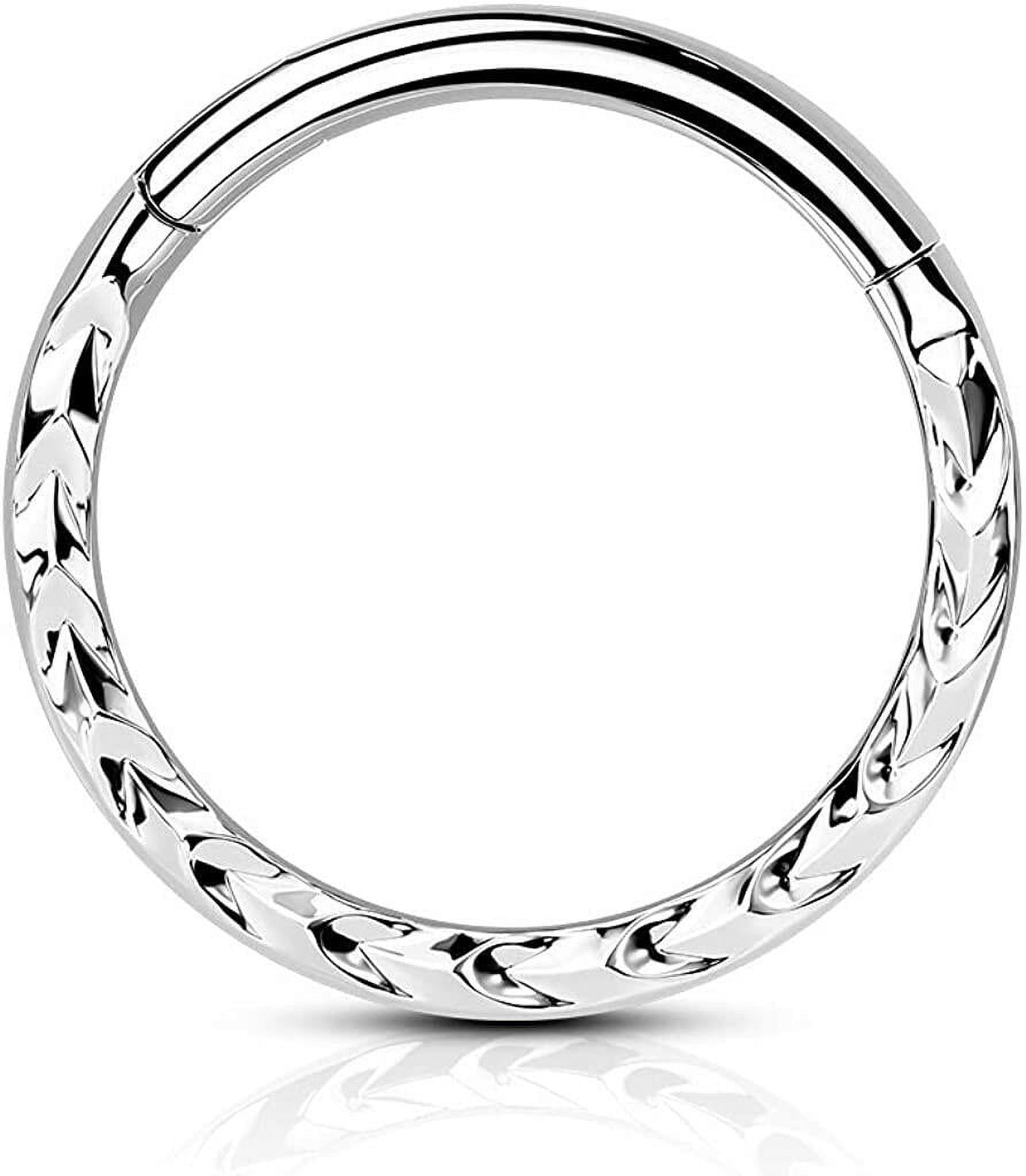 Surgical Steel Chevron Cut Front Hinged Segment Ring - Walmart.com