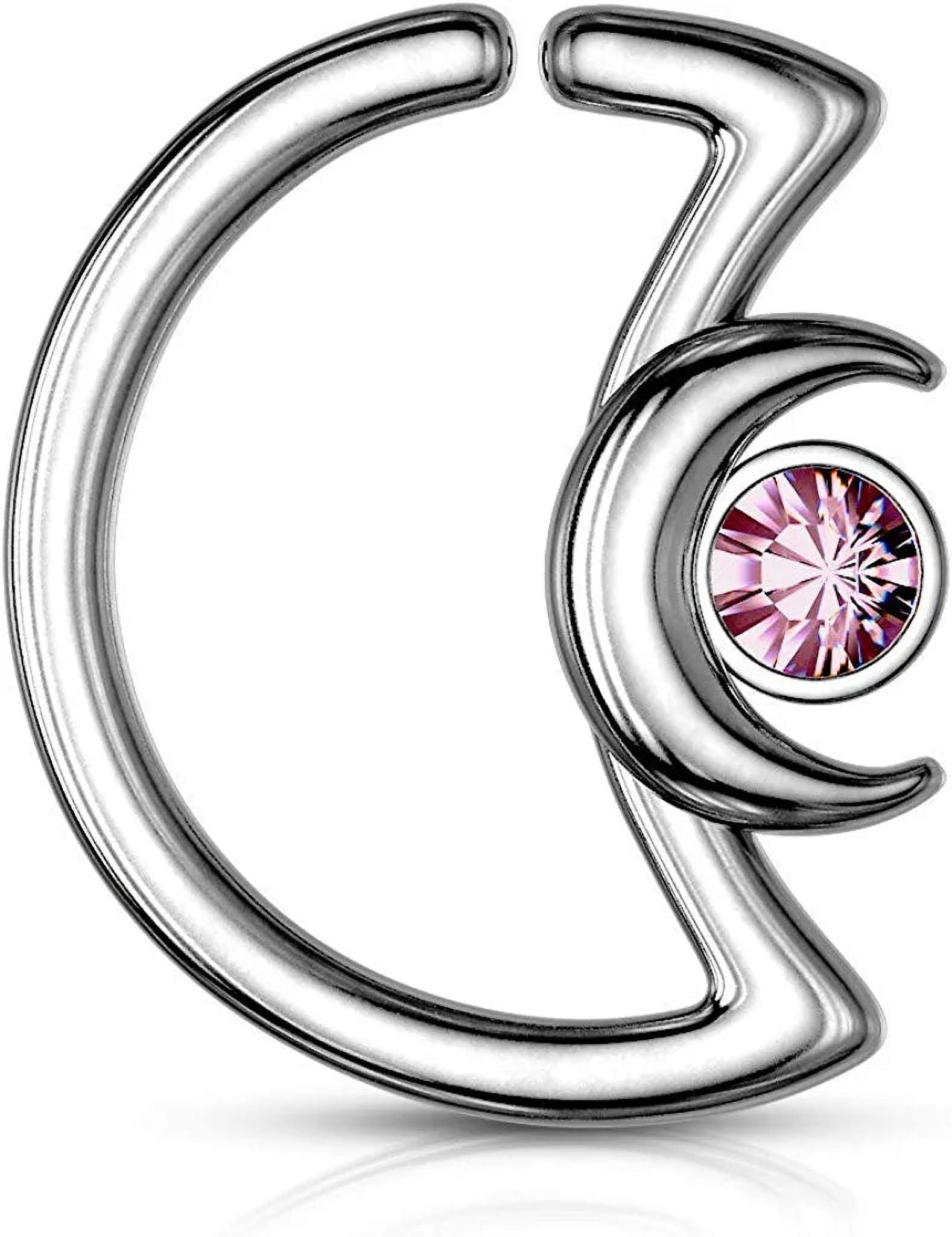 Surgical Steel Crescent Moon with Crystal on Crescent Moon Shape Ear ...