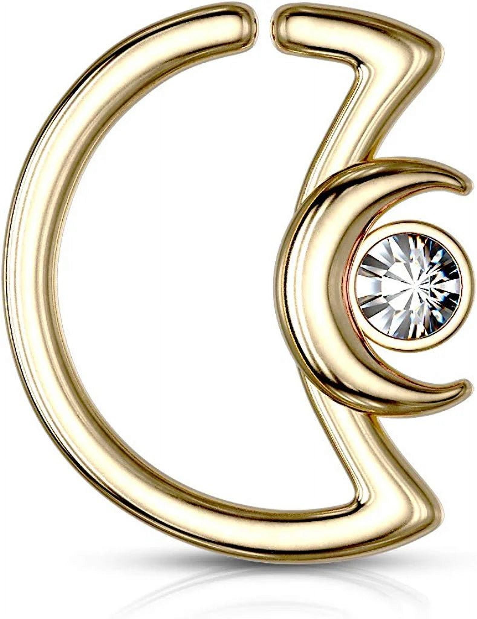 Surgical Steel Crescent Moon with Crystal on Crescent Moon Shape Ear ...