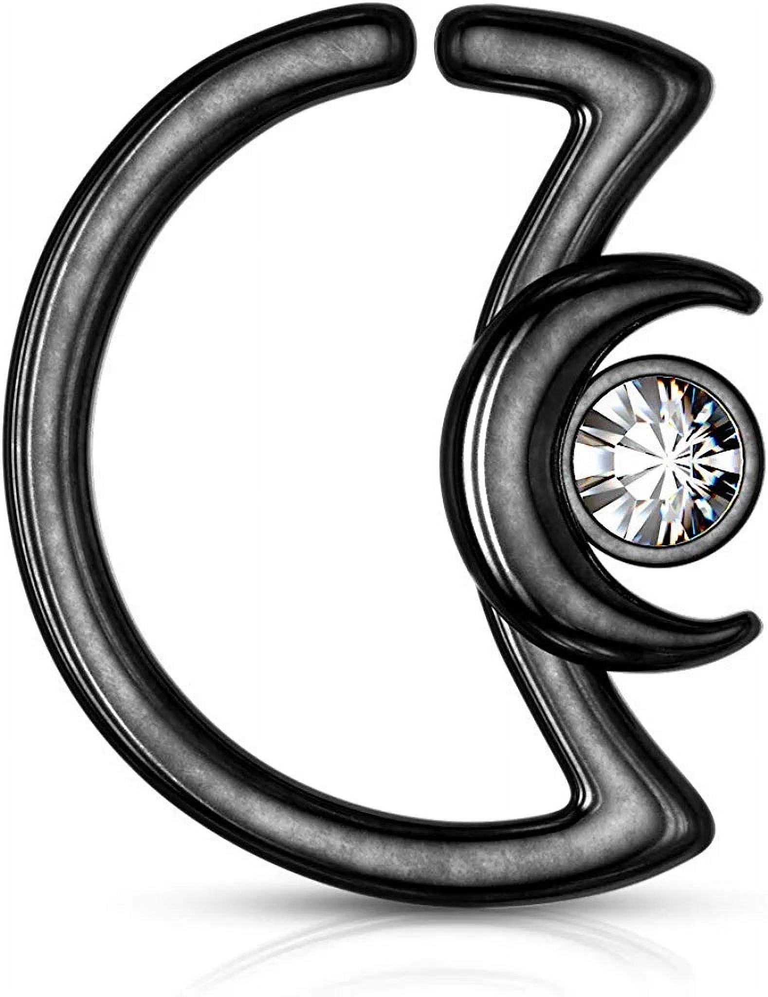 Surgical Steel Crescent Moon with Crystal on Crescent Moon Shape Ear ...