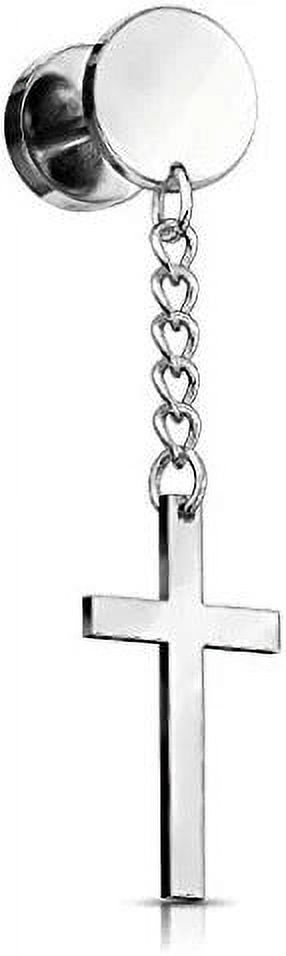 Surgical Steel Cross on Chain Dangle Fake Plugs - Walmart.com