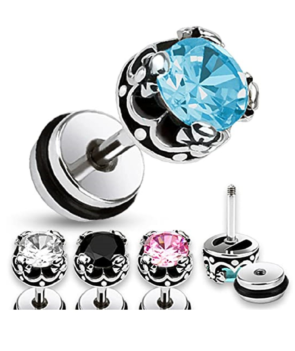 Surgical Steel Crown with CZ Fake Plugs - Walmart.com
