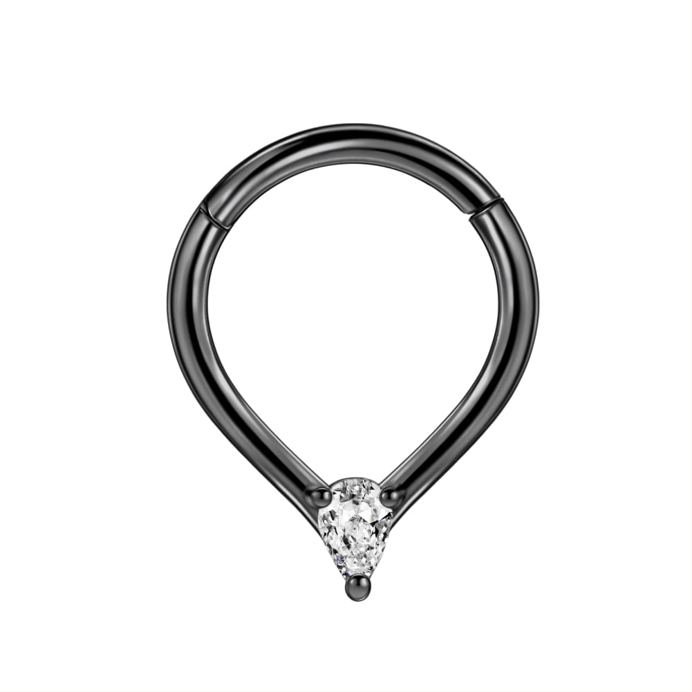 Surgical Steel Cubic Zirconia Septum Clicker Black Septum Piercing ...