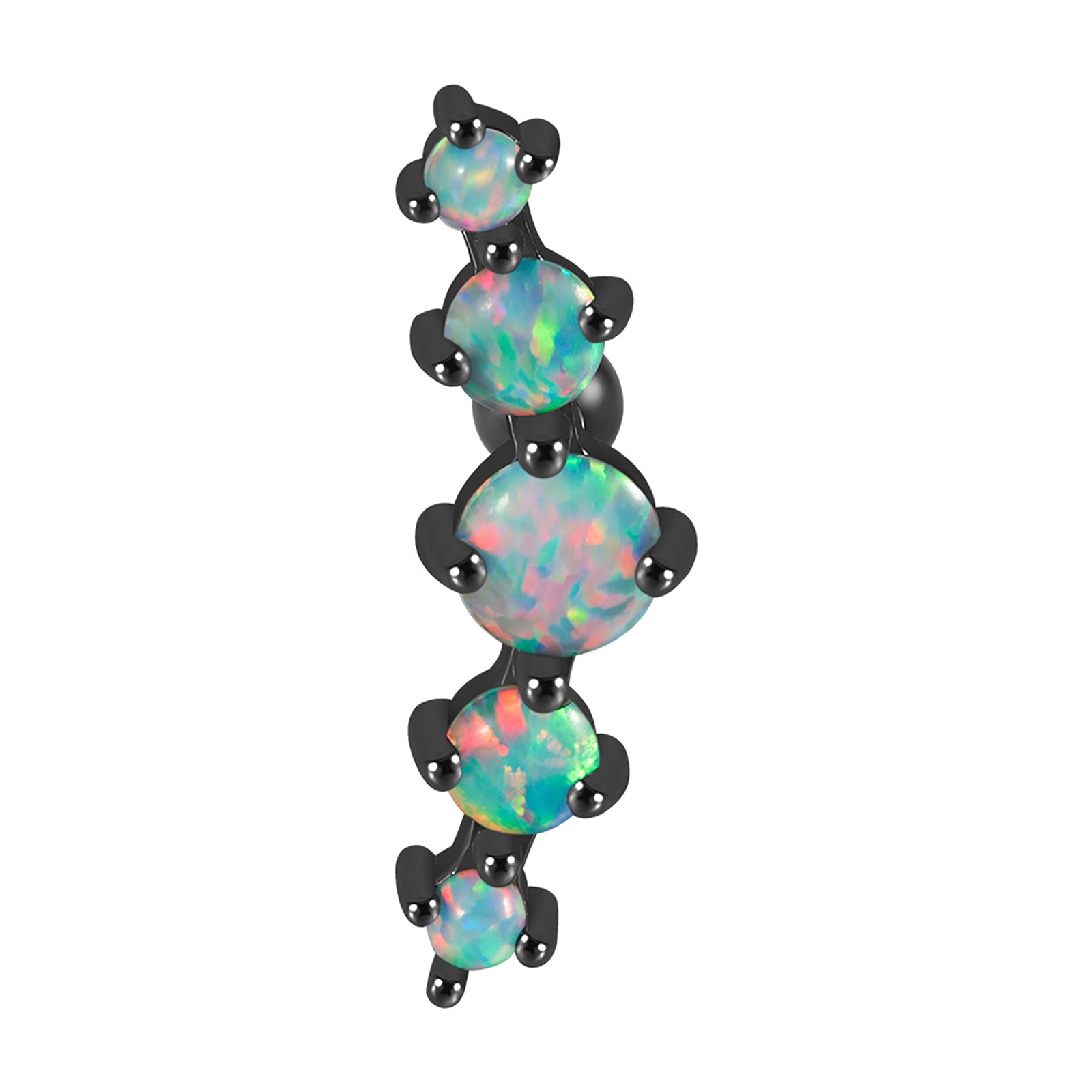 Surgical Steel Five Opal Ear Tragus Cartilage Studs Black Golden Color ...