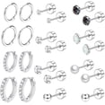 Surgical Steel Flat Back Earrings Set for Multiple Piercing Sensitive ...