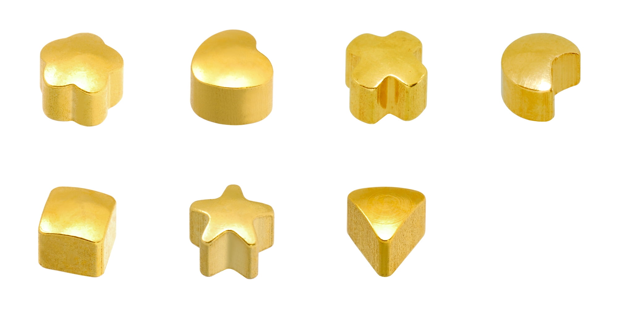 Surgical Steel Gold 4mm Assorted Shapes Ear Piercing Earring Studs ...