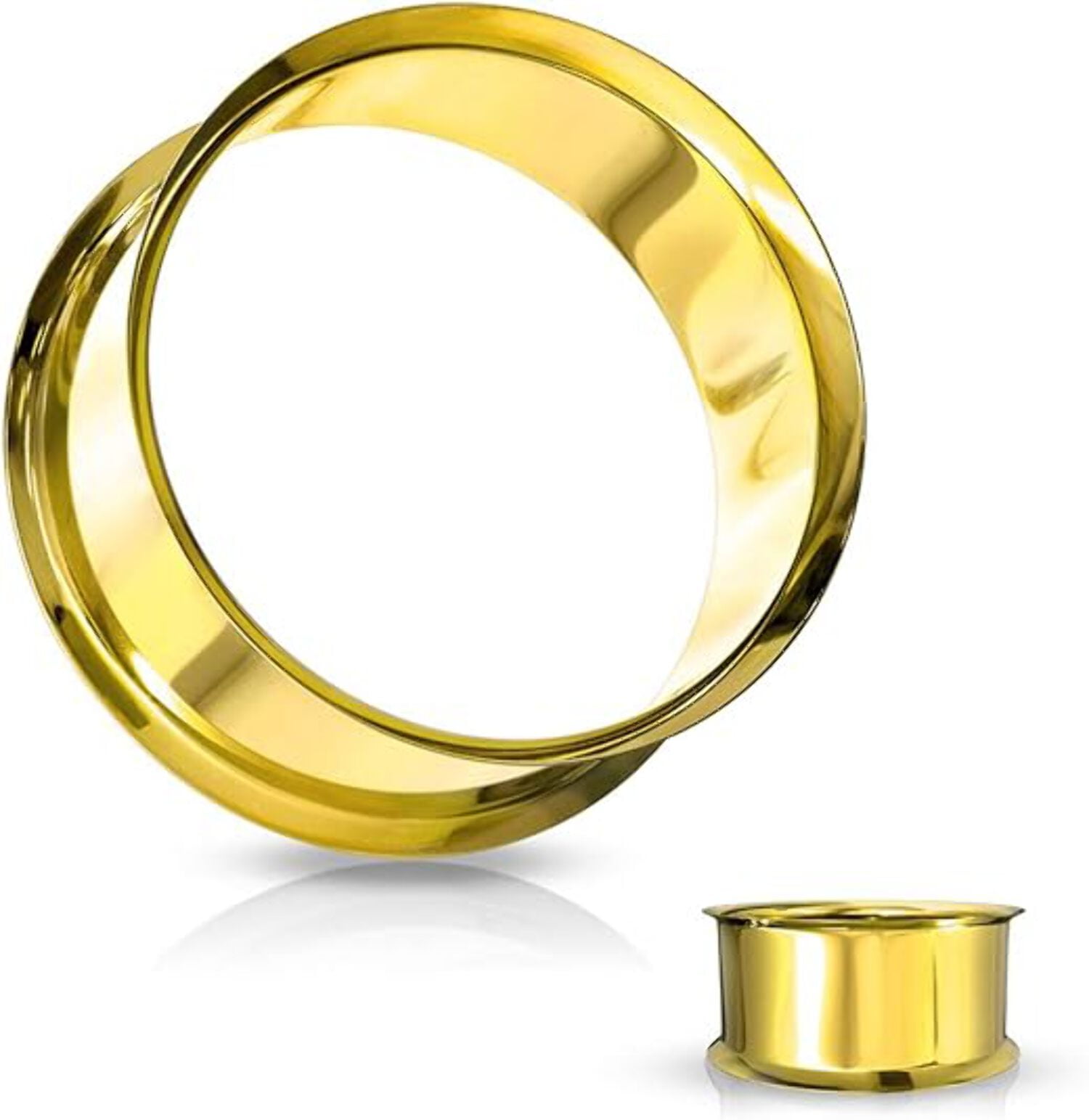 Surgical Steel Gold Double Flared Plug Ear Tunnel 12 to 2" Gauge - Set ...