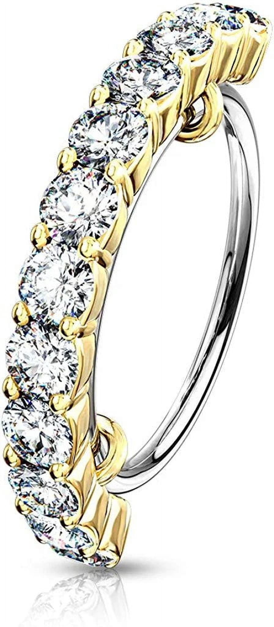 Surgical Steel Half Circle Lined CZ Bendable Nose Cartilage Hoop Rings ...