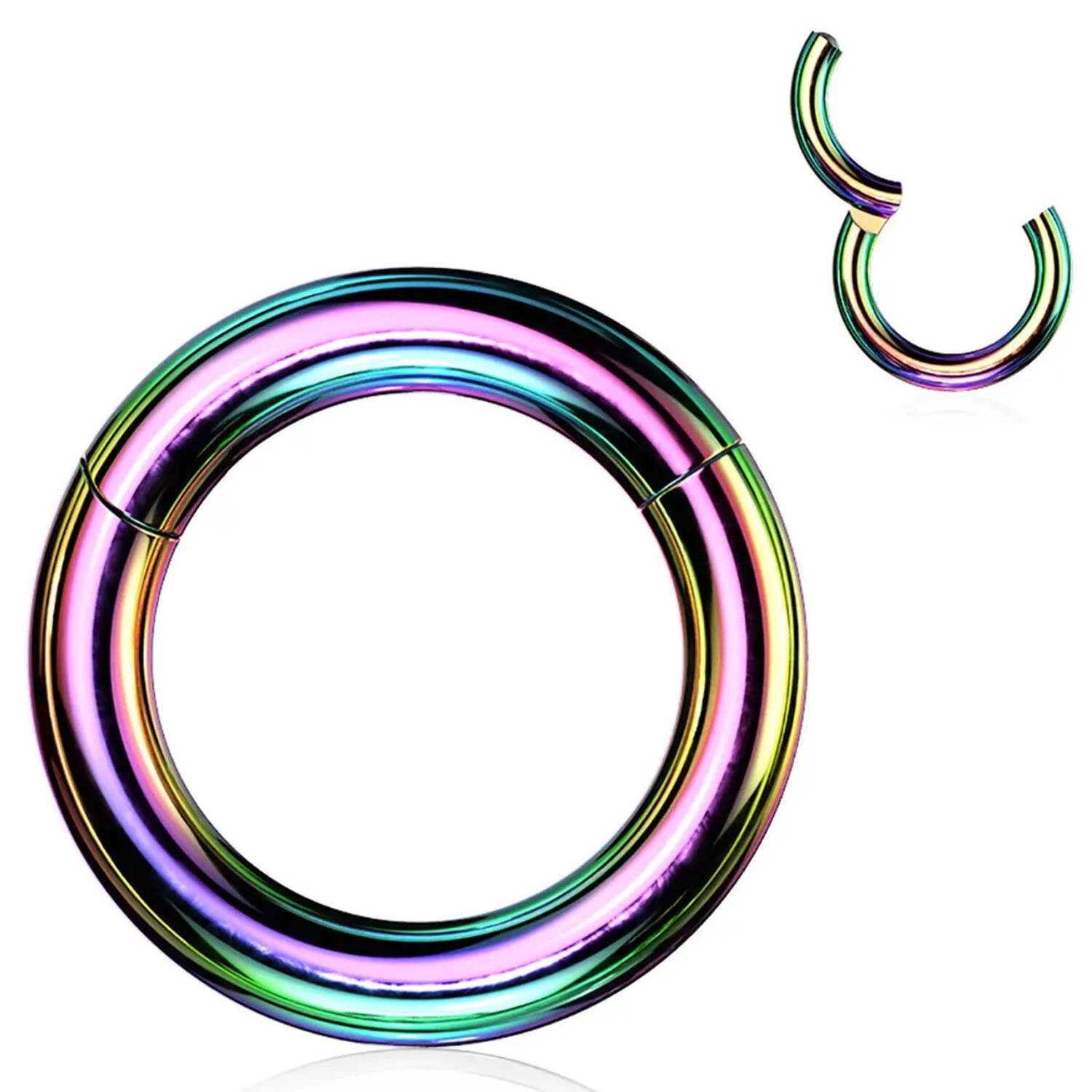 Surgical Steel Hinged Clicker Segment Ring Hoop 8 to 2 Gauge - Large ...