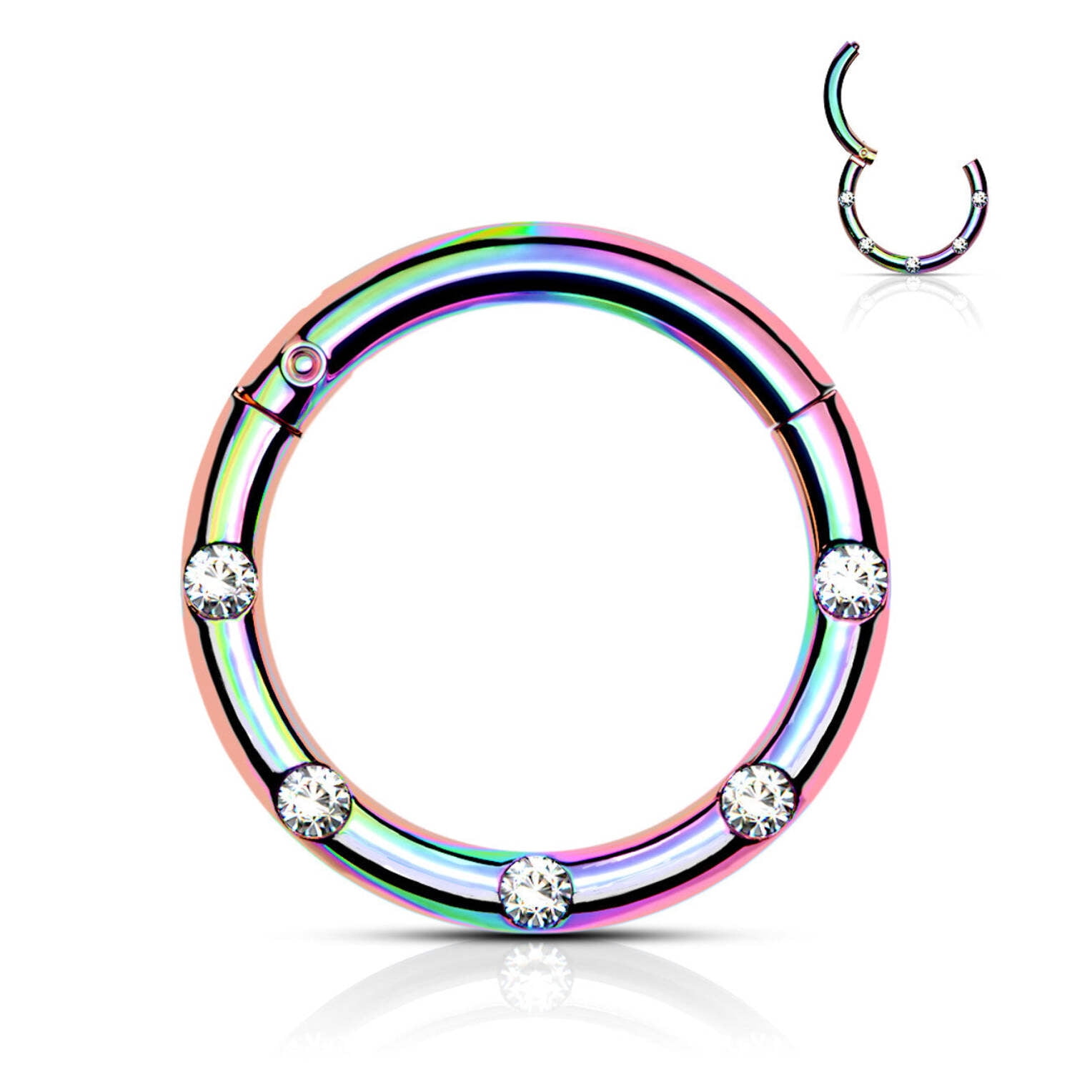 Surgical Steel Hinged Segment Hoop Ring 16 Gauge 5 Flush Gems - Walmart.com