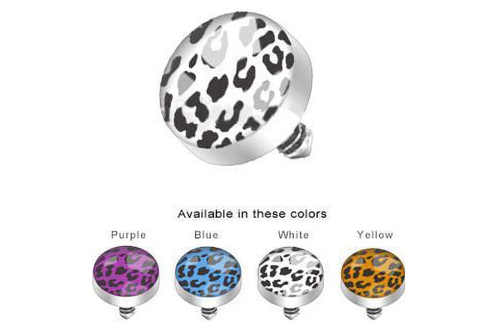 Surgical Steel Internally Threaded Leopard Print Inlayed Dome Dermal ...