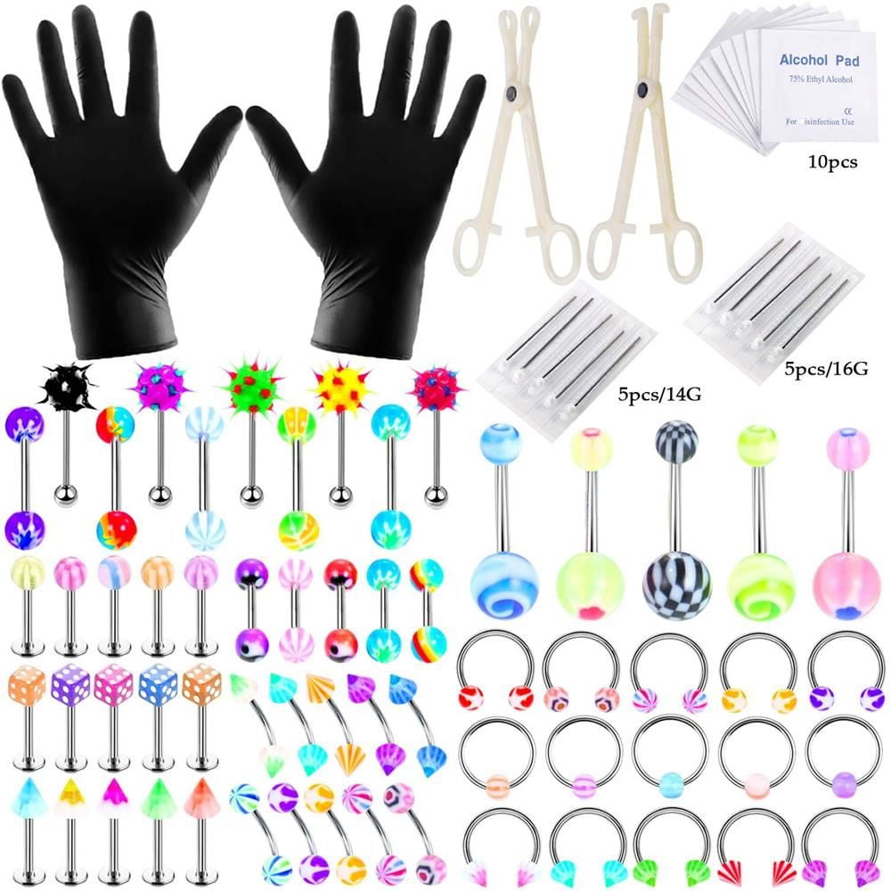 Surgical Steel Lip Nose Cartilage Helix Belly Tongue Body Piercing Tool ...