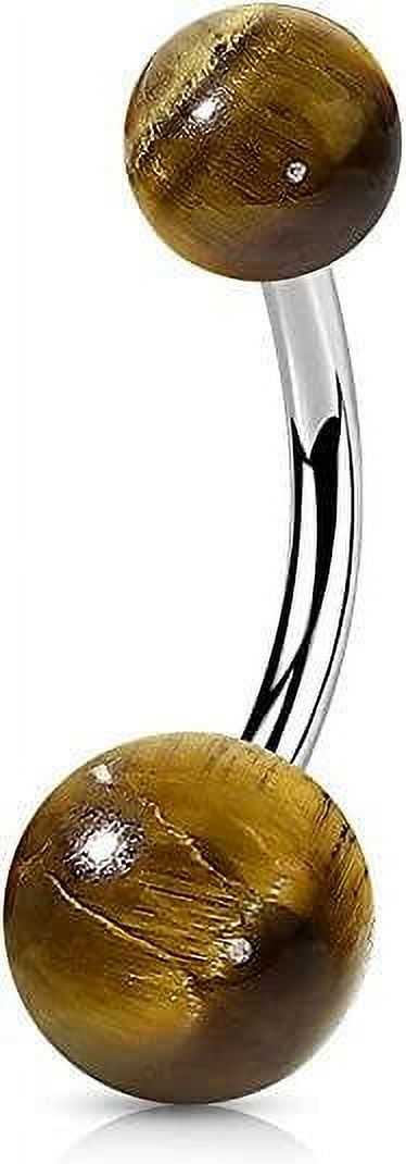 Surgical Steel Natural Stone Balls with Threaded Steel Inserts Belly ...