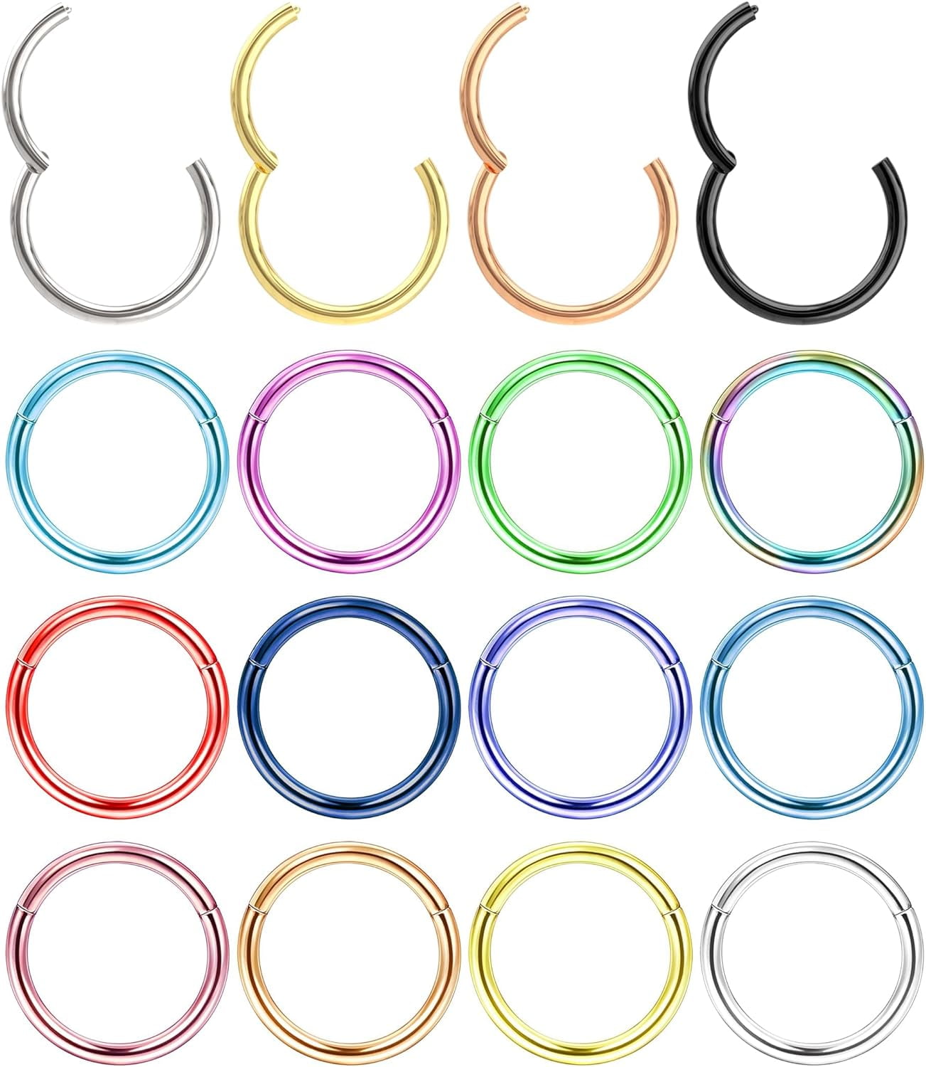 Surgical Steel Nose Rings Hoop Nose Clicker Ring Septum Jewelry 16G 18G ...