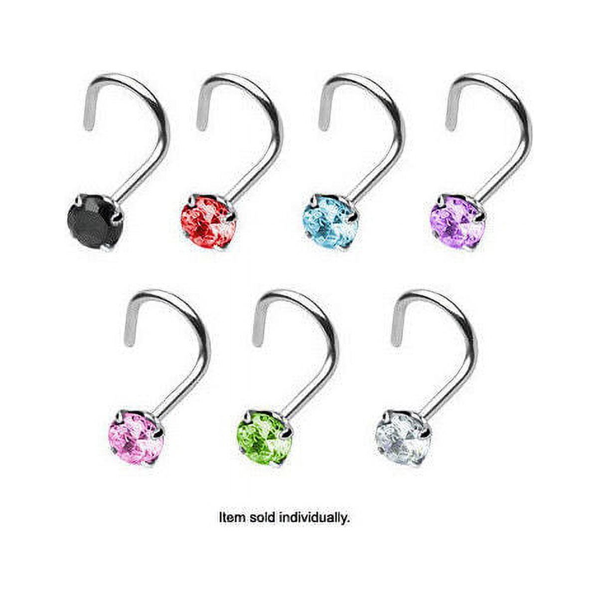 Surgical Steel Nose Screw with Prong Set CZ Jewel - Walmart.com