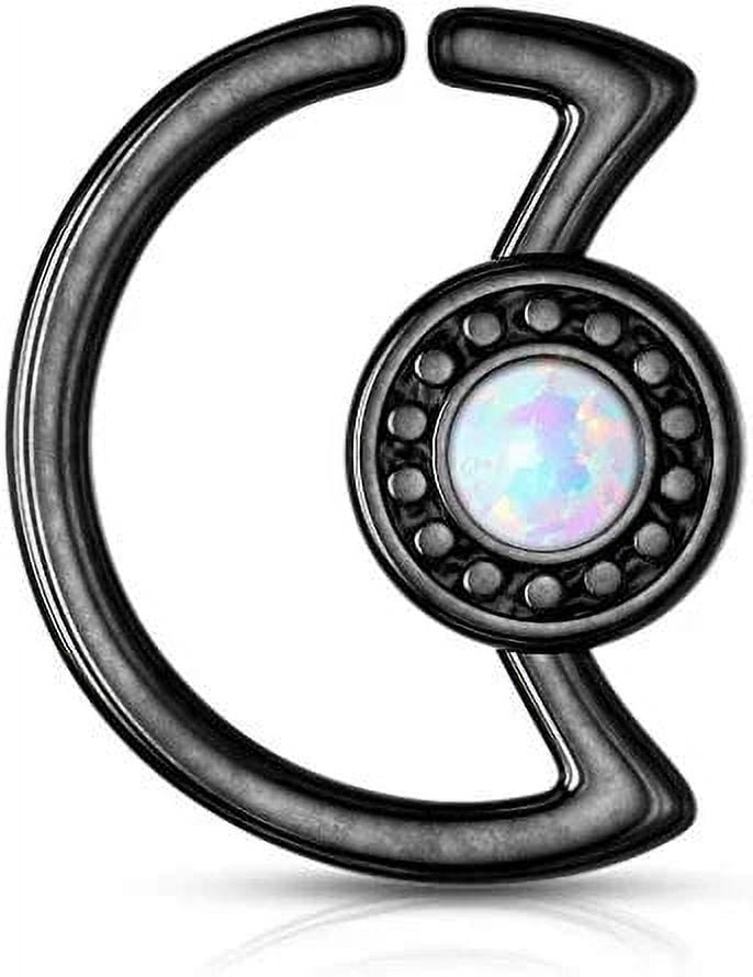 Surgical Steel Opal Glitter Center Crescent Moon Shape Ear Cartilage ...
