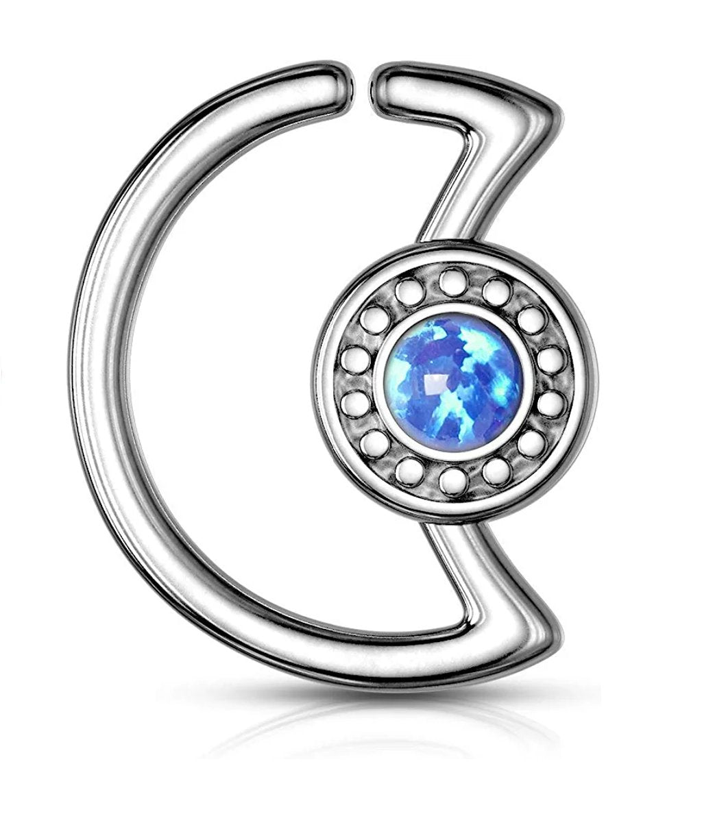 Surgical Steel Opal Glitter Center Crescent Moon Shape Ear Cartilage ...
