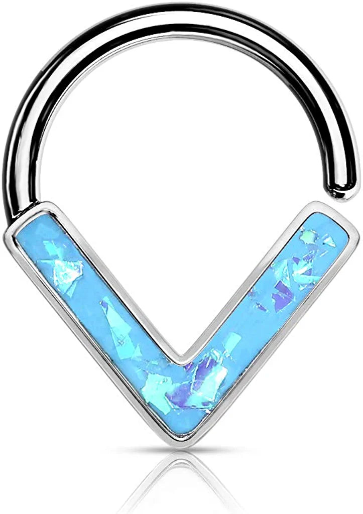 Surgical Steel Opal Glitter Chevron Front Facing All Bendable Hoops for ...