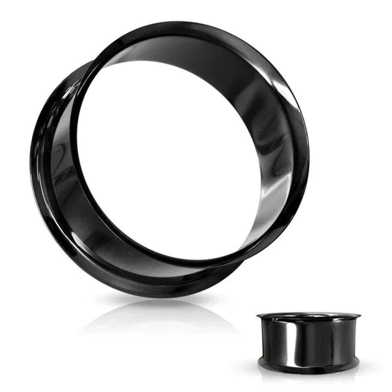 Surgical Steel PVD Double Flared Plug Ear Tunnel 8 to 1" Gauge - Pair ...