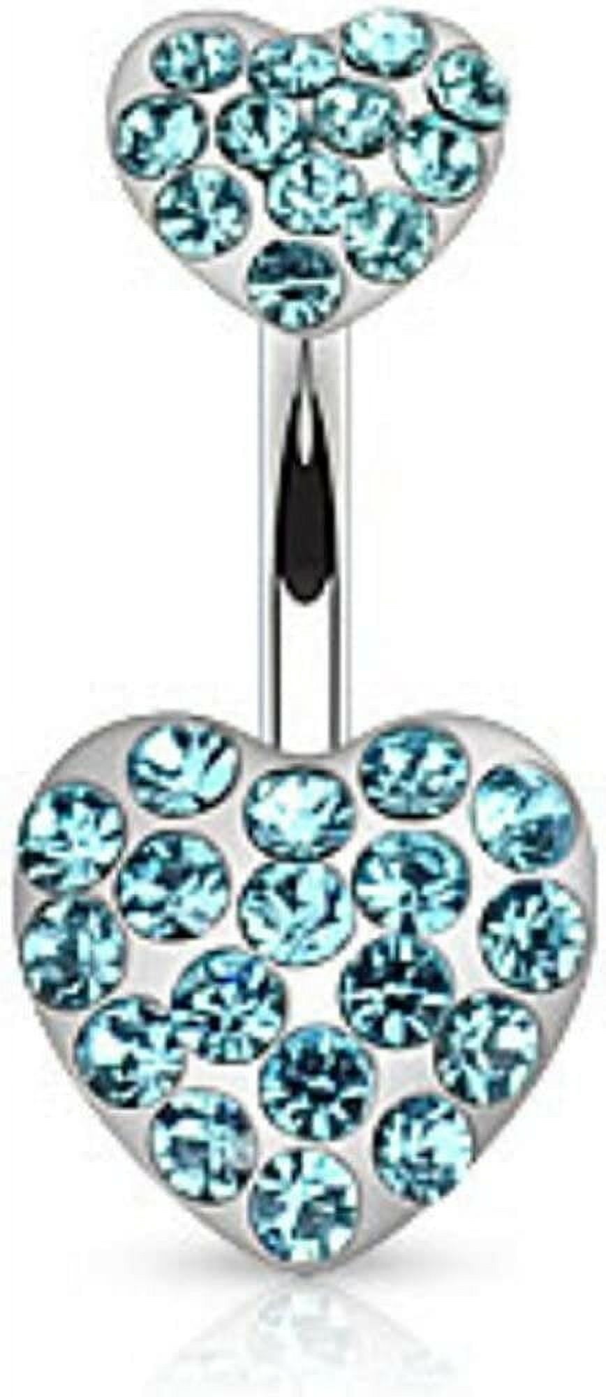 Surgical Steel Paved Gemmed Hearts Belly Navel Ring - Walmart.com