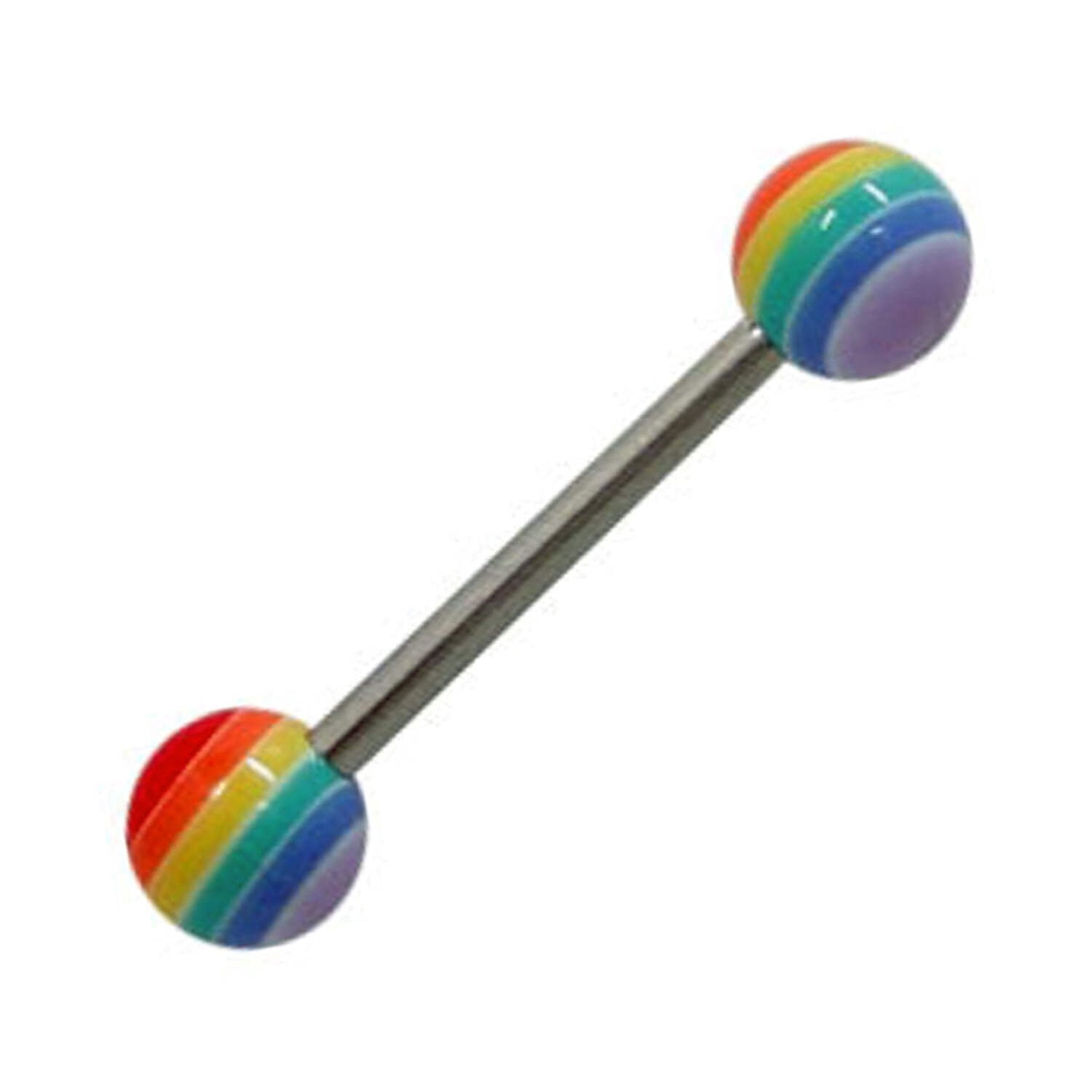 Surgical Steel Straight Barbell 14 Gauge Fade Rainbow Acrylic Balls ...