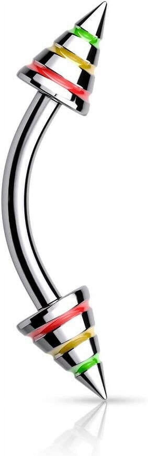 Surgical Steel Striped Spikes Curve Barbells - Walmart.com