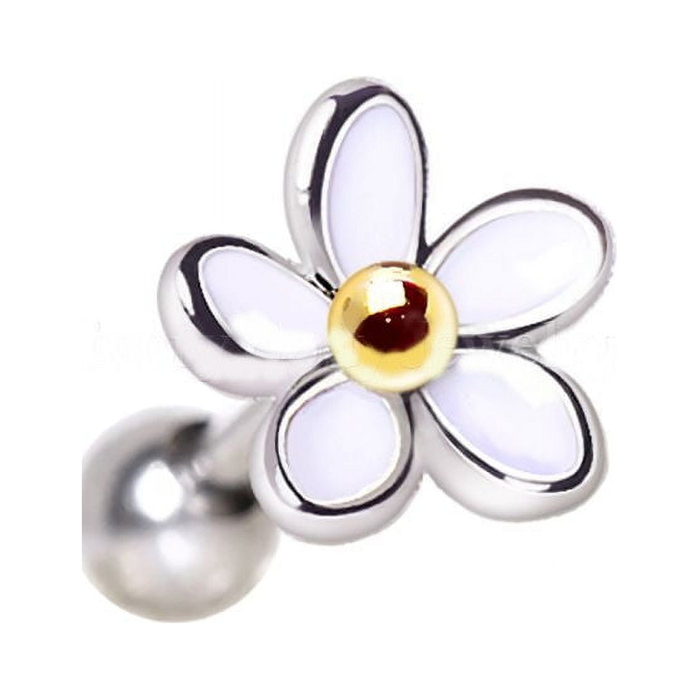 Surgical Steel Sweet White Daisy Flower Cartilage Earring - Walmart.com
