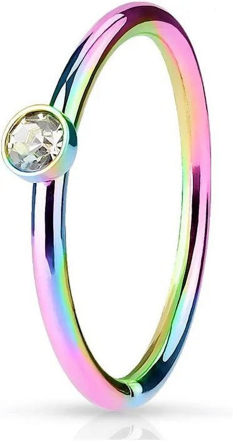 Surgical Steel Tiny Crystal Side IP over Nose Hoop Cut Rings - Walmart.com