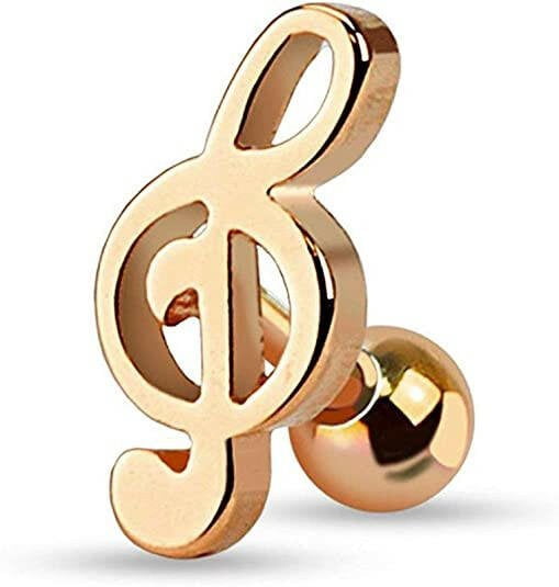 Surgical Steel Treble Clef Music Note Tragus Cartilage Piercing Stud ...