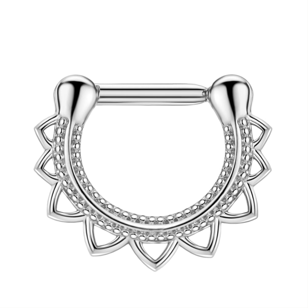 Surgical Steel Triangle Drop Septum Clicker Silver Septum Piercing ...