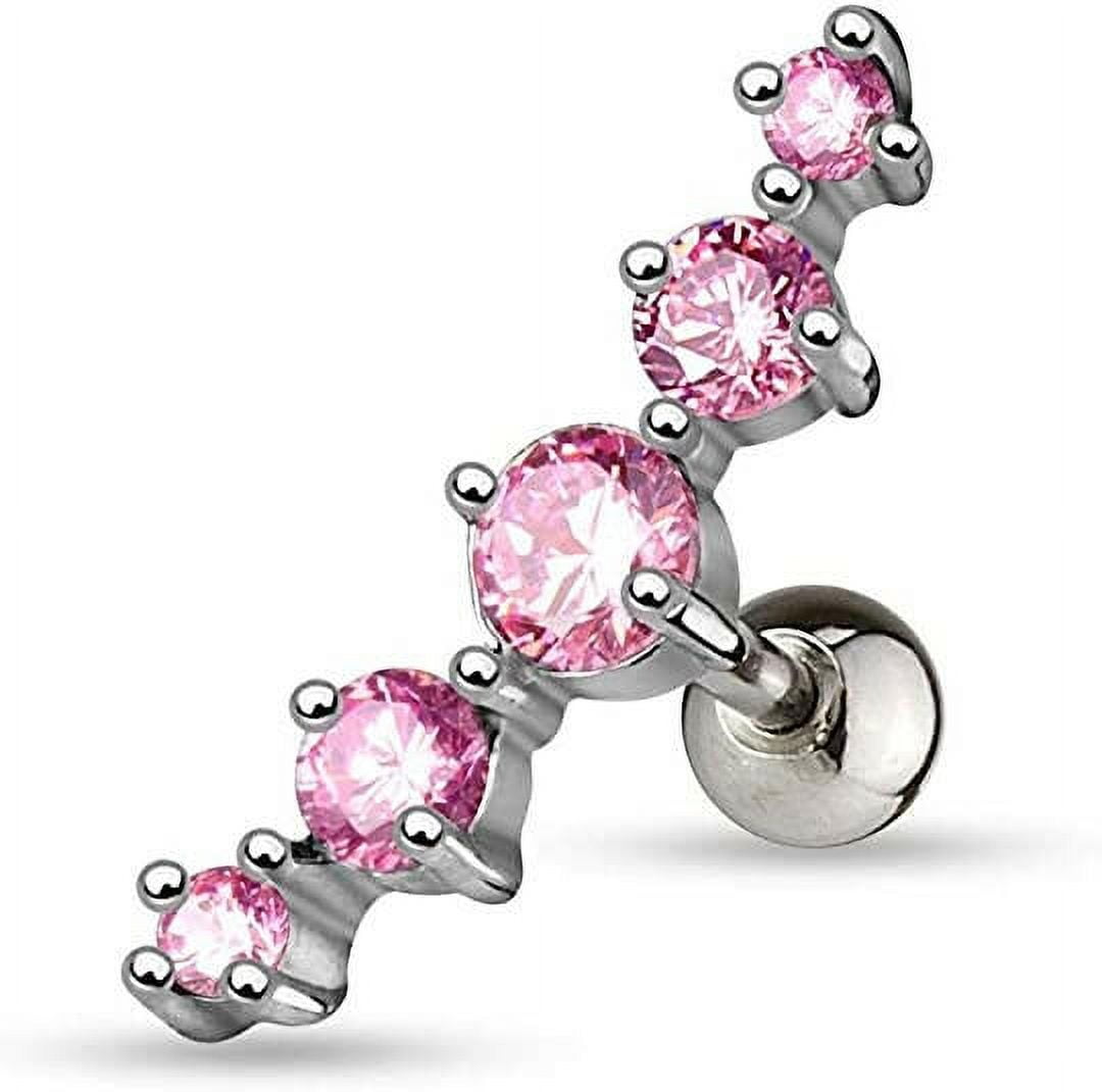 Surgical Steel Triple CZ Droplet Tragus Cartilage Piercing Stud ...