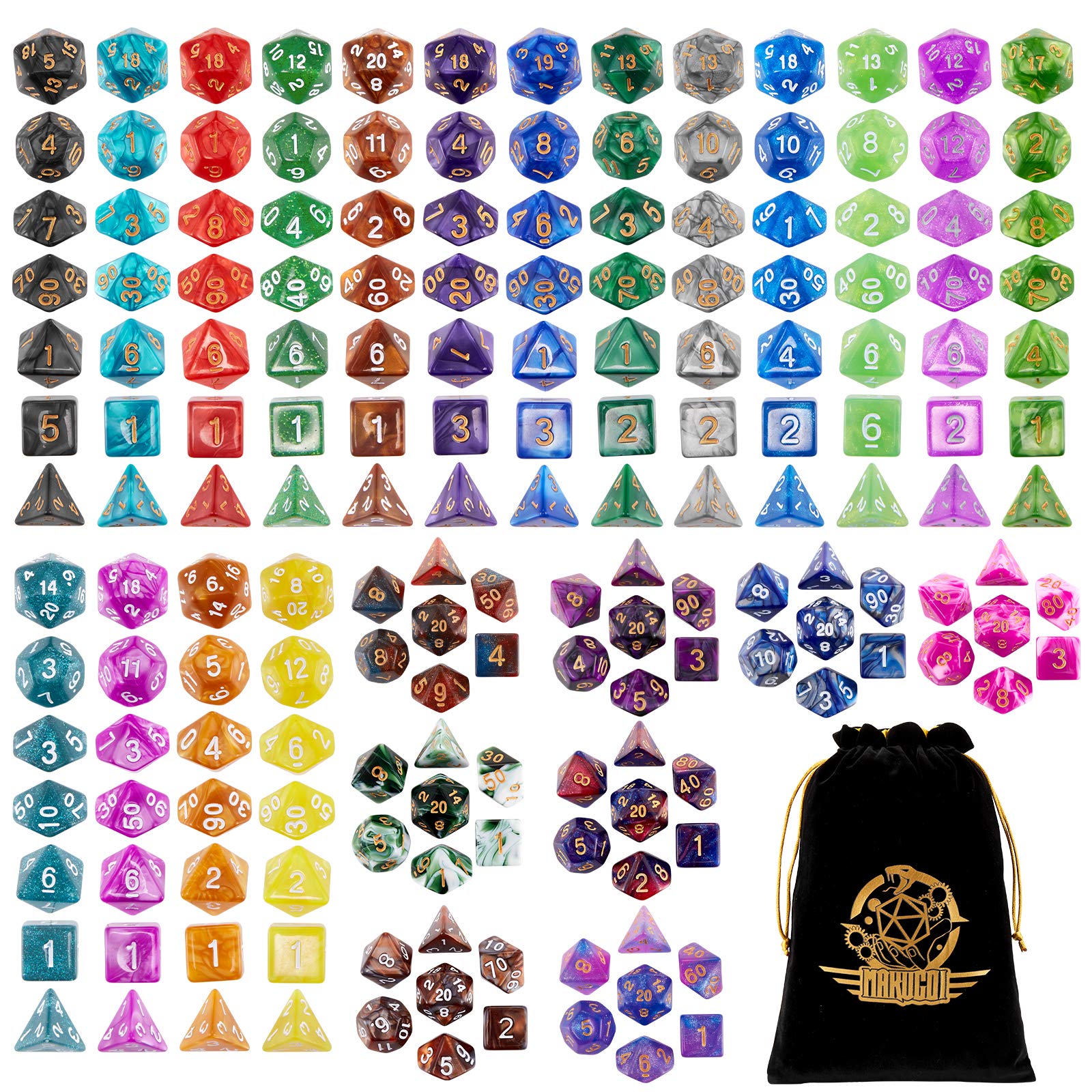 Surhugvy DND Dice Set, 25 X 7 Polyhedral Dice (175 Pieces) for Dungeons ...
