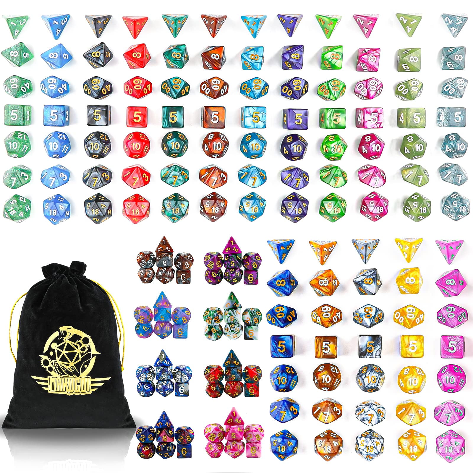 Surhugvy DND Dice Set, 25 X 7 Polyhedral Dice for Dungeons and Dragons ...