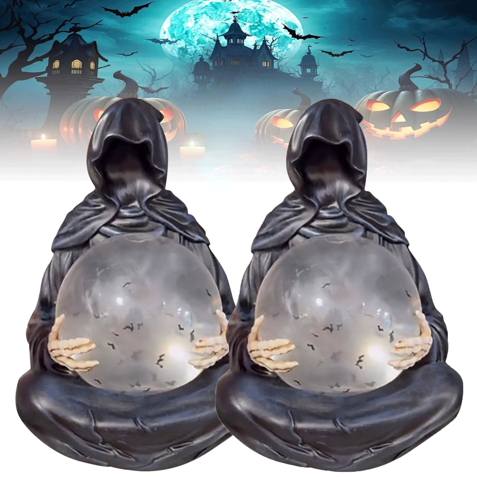 Suriel Bookshelf Decor, Gothic Fibers with Glowing Balls Resin Tabletop ...